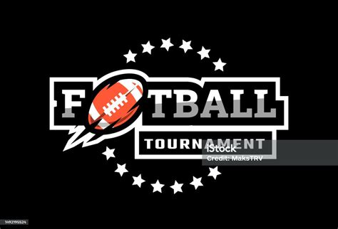 미식축구 토너먼트 엠블럼 검은색 배경에 엠블럼 벡터 그림입니다 경쟁에 대한 스톡 벡터 아트 및 기타 이미지 경쟁 권위 대학교 Istock