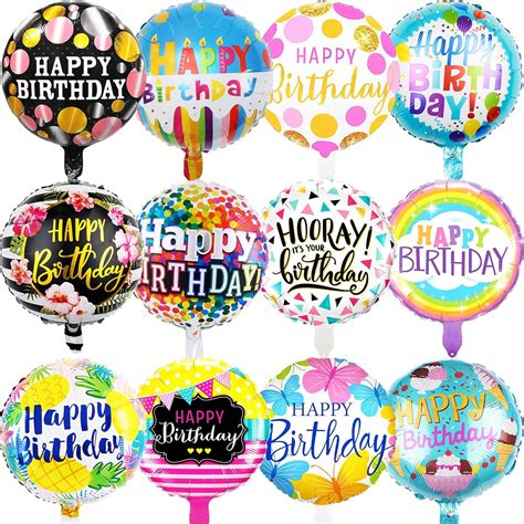 Hilavo 36pcs Happy Birthday Foil Balloons 18 Round Helium