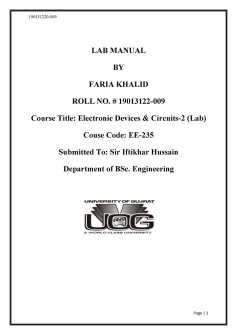 Lab Manual Assignment Lab Manual By Faria Khalid Roll No