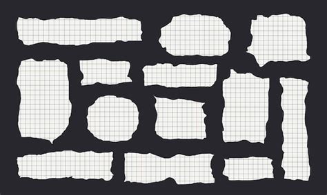 Premium Vector Torn Grid Paper Sheets Isolated On Black Background