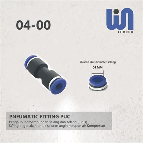 Jual Pneumatic Fitting Puc Sambungan Dan Konektor Kompresor Puc 04