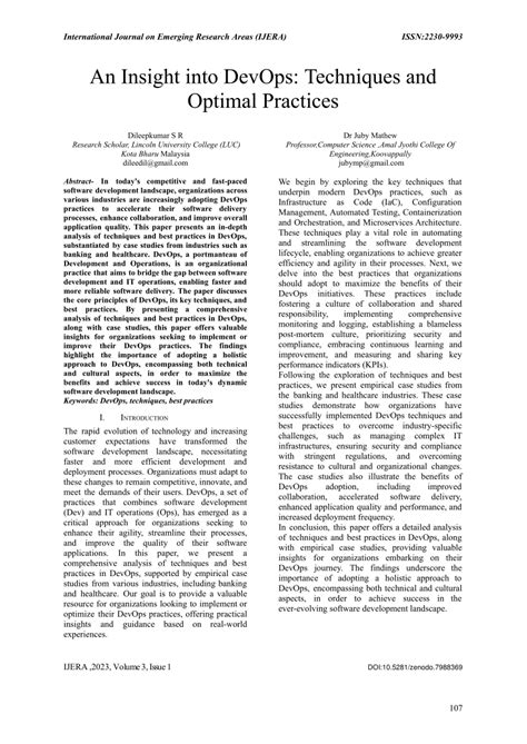 Pdf An Insight Into Devops Techniques And Optimal Practices