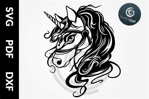 Svg Pdf Dxf Unicorn Papercutting Template