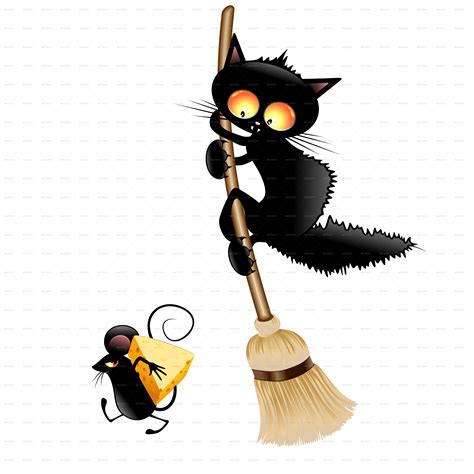Cat Cartoon Scared By Little Mouse Vectors Graphicriver