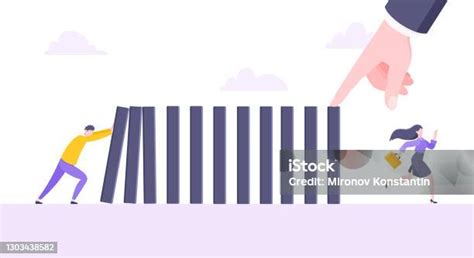 비즈니스 복원력 또는 도미노 효과 은유 벡터 일러스트 개념 금융에 대한 스톡 벡터 아트 및 기타 이미지 금융 위기 회피 Istock