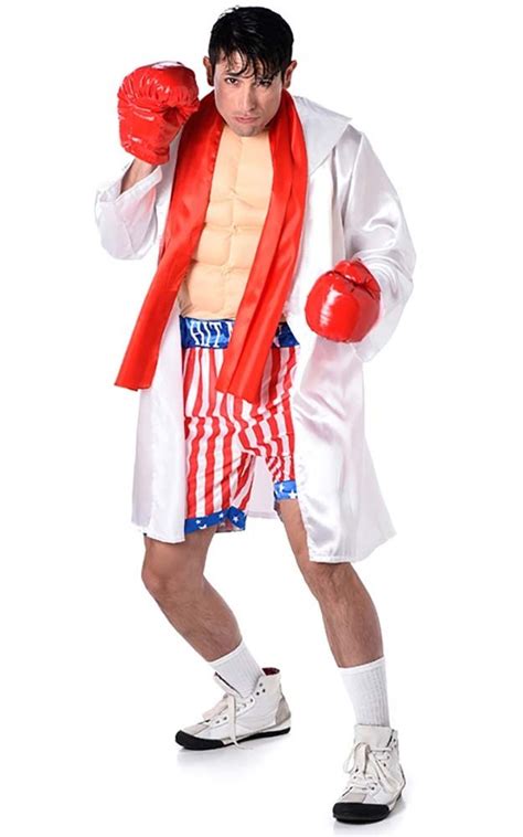 Rocky Balboa Boxer Boxing Adult Mens Fancy Dress Halloween Costume Ebay