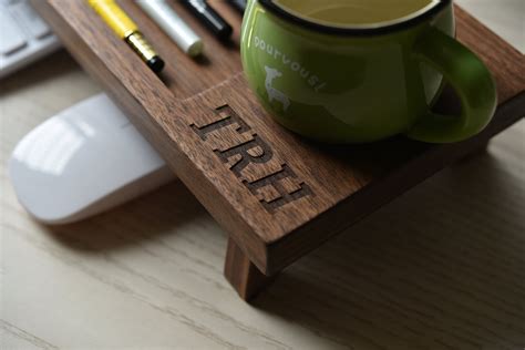 Black Walnut Wood Desk Organizer With Wireless Charger Etsy Canada