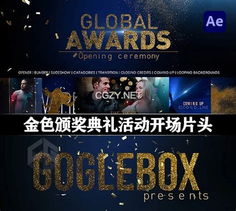 Ae模板时尚金色纸屑粒子颁奖典礼活动幻灯片开场片头 Awards Opener Cg资源网
