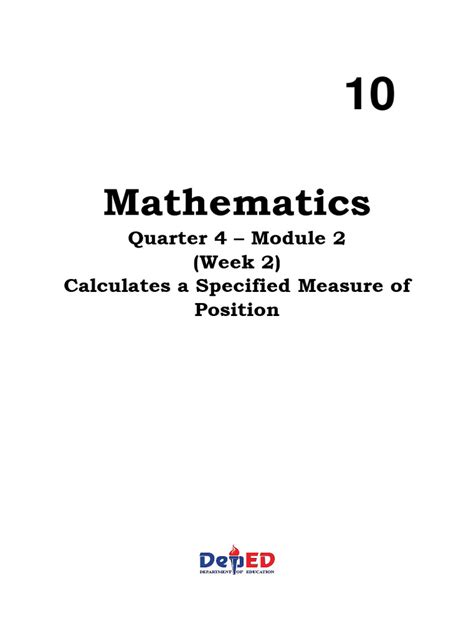 Math10 Q4 Week2 Module2 Calculates A Specified Measures Of