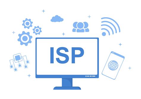 Isp Or Internet Service Provider Cartoon Illustration With Keywords And Icons For Intranet