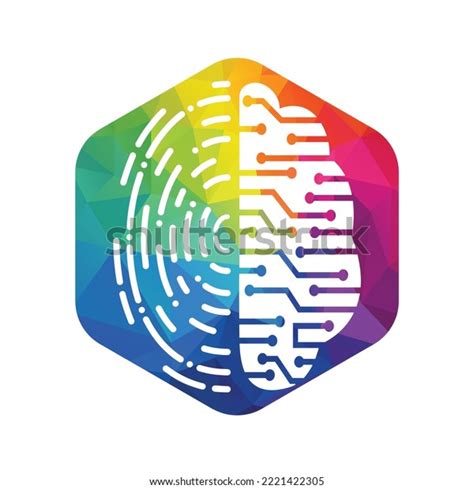 Vector Logo Icon Brain Fingerprint Digital Stock Vector Royalty Free