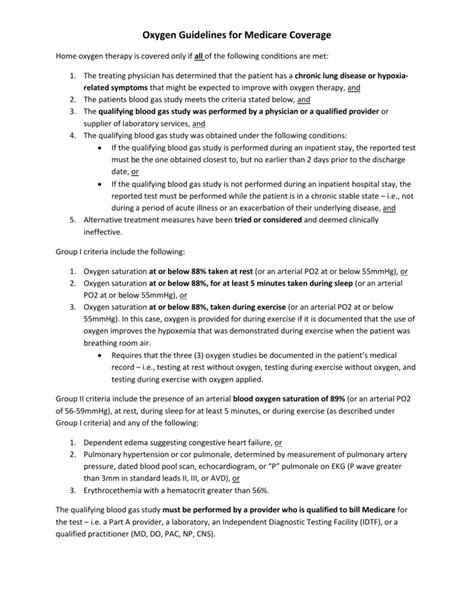 Oxygen Guidelines For Medicare Coverage