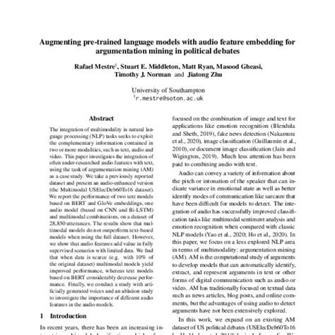 augmenting pre trained language models with audio feature embedding for