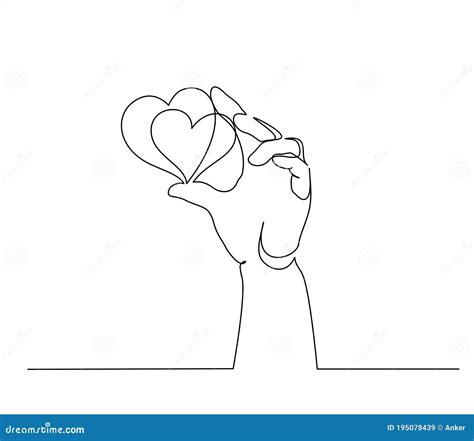 Heart One Line Drawing Symbol Of Love Vector Continuous Hand Drawn