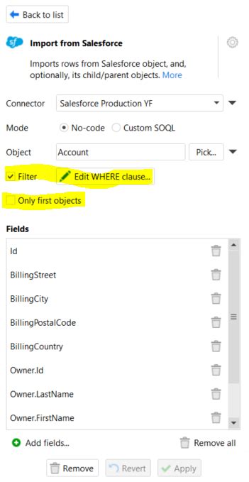 Salesforce Connector Filter Not Saved In Projects Support Easymorph Community Data