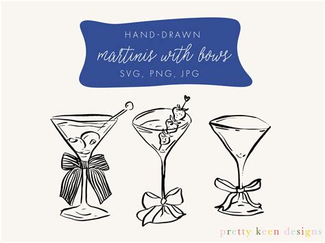 Martini Glass With Bow Clipart Hand Drawn Glass With Bow Svg Vector