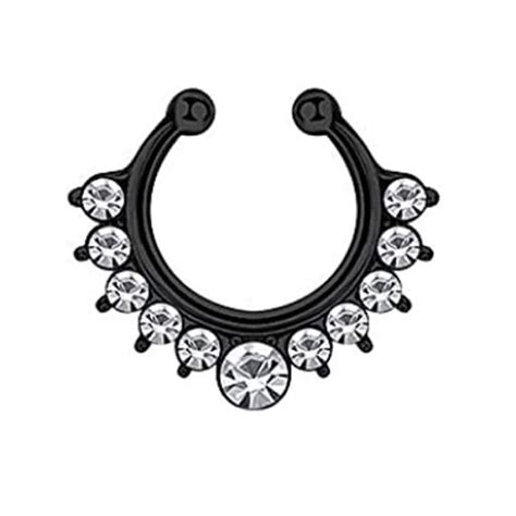 Fimkaul Nose Jewelry Fake Septum Rings Hoop Stainless Steel Faux Lip