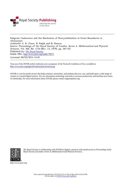 Pdf Subgrain Coalescence And The Nucleation Of Recrystallization At
