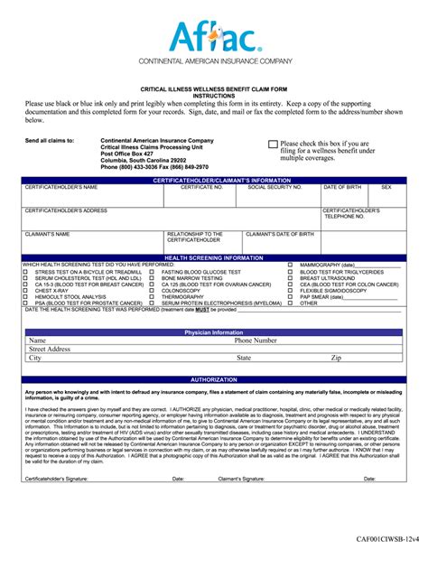 Printable Aflac Cancer Claim Form Printable Forms Free Online