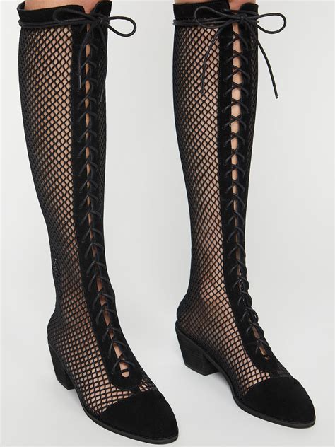 Free People Mesh Joe Lace Up Boot In Black Lyst