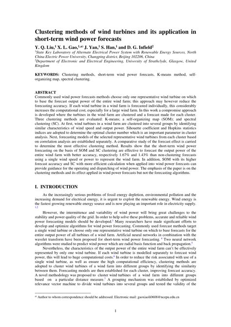 Pdf Clustering Methods Of Wind Turbines And Its Application In Short