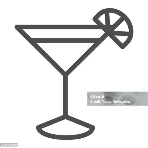 칵테일 라인 아이콘 음료 개념 흰색 배경에 마티니 칵테일 기호 모바일 개념 및 웹 디자인에 대한 개요 스타일의 레몬 아이콘 칵테일 유리 벡터 그래픽 0명에 대한 스톡 벡터