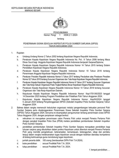Pengumuman Penerimaan Sipss T A 202401 Pdf