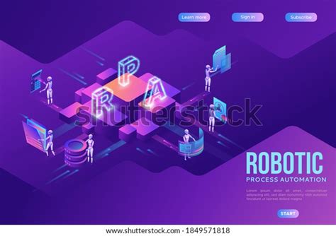 Robotic Process Automation Concept Robots Working Stock Vector Royalty Free 1849571818