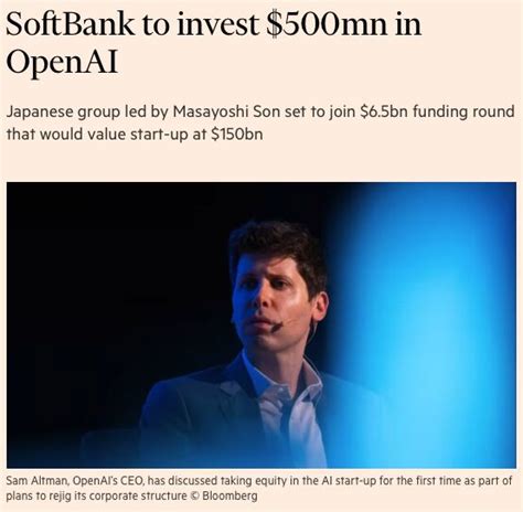 Quote Masayoshi Sons Softbank Will Invest 500mn Into Openai As Part