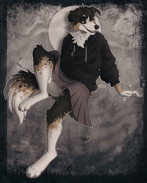 Rule 34 Anthro Black Body Black Fur Black Nose Border Collie