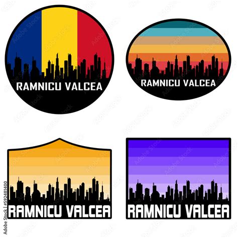 Ramnicu Valcea Skyline Silhouette Romania Flag Travel Souvenir Sticker