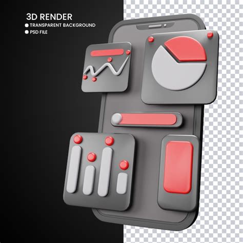 Premium Psd 3d Rendering Of Cute Mobile Phone And Chart
