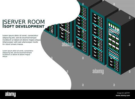 Isometric Server Equipment Vector Illustration Stock Vector Image