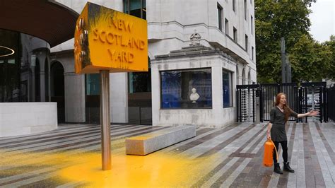 Just Stop Oil Protesters Spray Paint New Scotland Yard Uk News Sky News