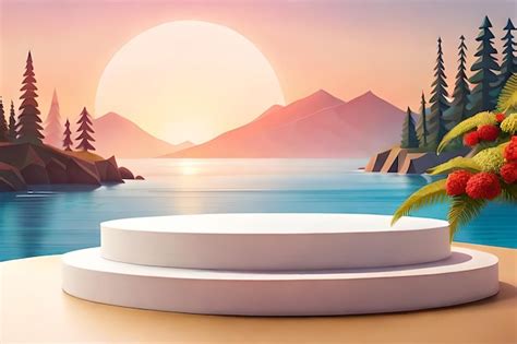 금벽과 황금기둥이 있는 고전적인 인테리어의 빨간색 연단 3d 렌더링 프리미엄 사진