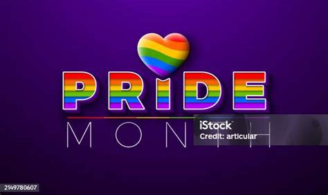 Lgbtq 프라이드의 달 그림 와 다채로운 하트 와 무지개 깃발 배경 에서 3d 텍스트 레이블 사랑은 사랑 인권 또는 다양성