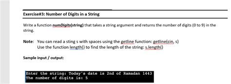solved exercise 3 number of digits in a string write a