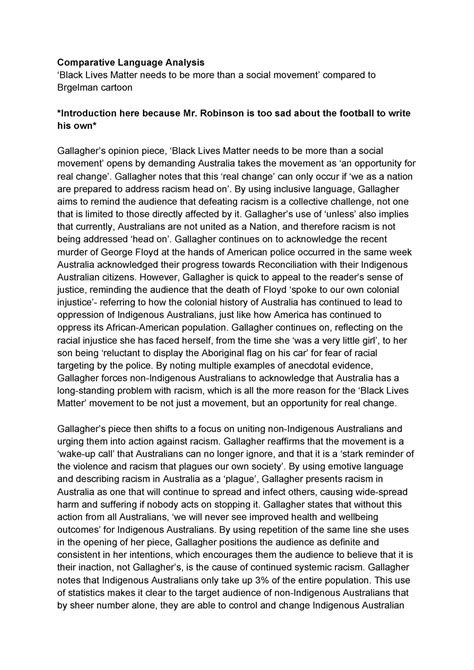 Comparative Argument Analysis Example Comparative Language Analysis Comparative Argument Analysis Example Comparative Language Analysis