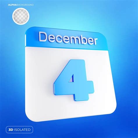 Premium PSD Calendar 4 December 3d Premium Psd
