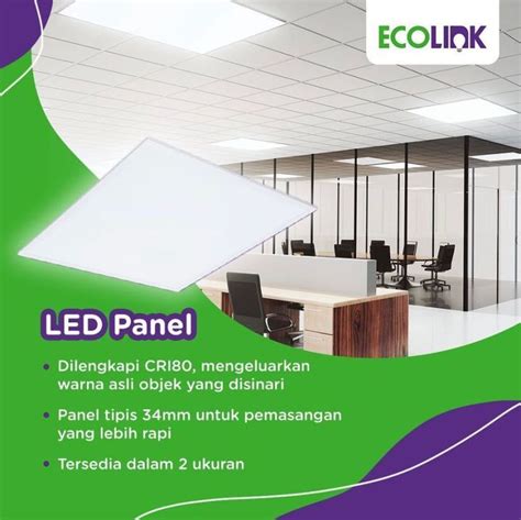 Lampu Led Panel Kotak Ecolink 36 Watt 36watt 36w W 60cm X 60cm 60 X 60 Cm 60x60 Putih
