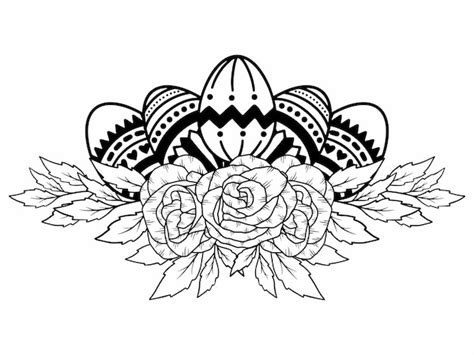 Premium Vector Easter Flower Eggs Line Art