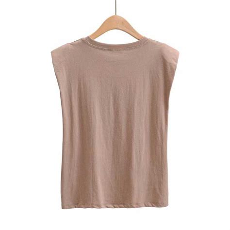 Cool Padded Shoulder Tank Top Tee Shirt With Shoulder Pad Sunifty
