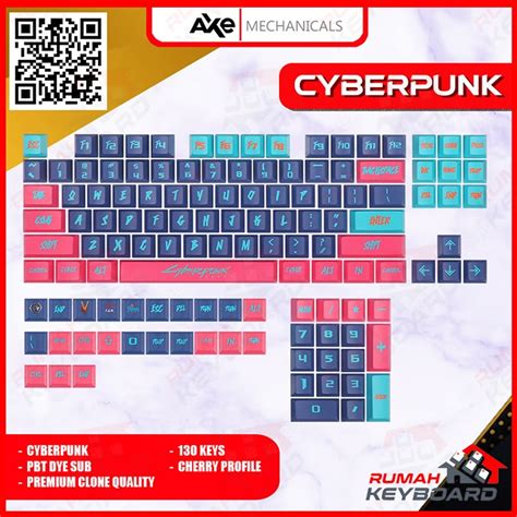 KEYCAP KEYCAPS CHERRY CYBERPUNK PBT DYE SUB Rumah Keyboard