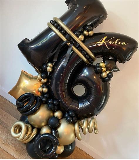 Pin by Оля Дуйсембаева on 16 Black and gold balloons Balloon bouquet