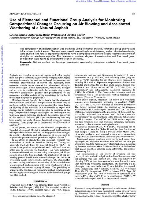 Pdf Use Of Elemental And Functional Group Analysis For Monitoring