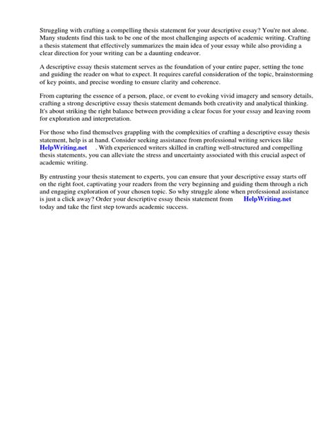 Descriptive Essay Thesis Statements Pdf Essays Experience