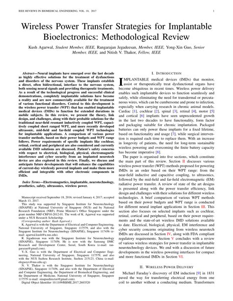 PDF Wireless Power Transfer Strategies For Implantable Bioelectronics Methodological Review