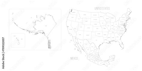 Political Map Of United States And Mexico With Administrative Divisions