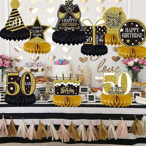 Buy 9 Pieces 50th Birthday Decorations For Men Women Black Gold 50th