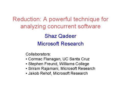 reduction a powerful technique for analyzing concurrent software